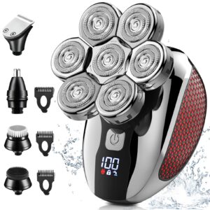 head shaver for bald men 7d, bald head shavers for men wet&dry,chlant 5-in-1 electric head shaver for men head razor cordless rechargeable waterproof, electric razor for men rotary shaver grooming kit