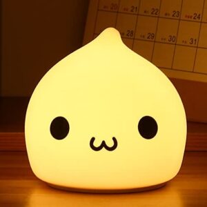 night light for kids room, cute lamp dumpling light for girls boys, kawaii waterdrop nightlight soft portable nursery battery powered animal night lights for baby toddler teen bedrooms