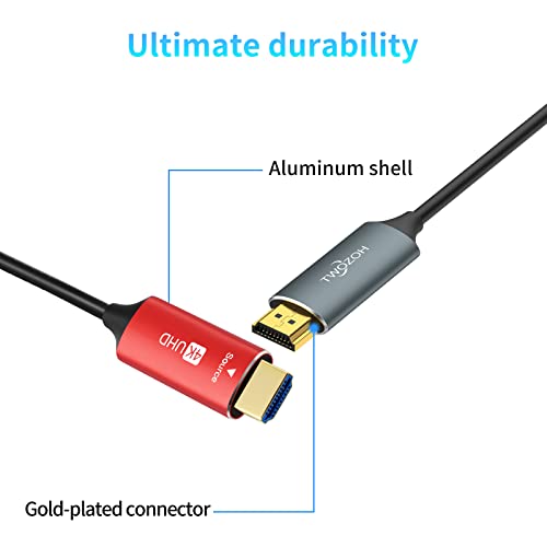 Twozoh HDMI Fiber Optic Cable 165FT, Long 4K Fiber HDMI Cord Supports 4K@60Hz/18Gbps