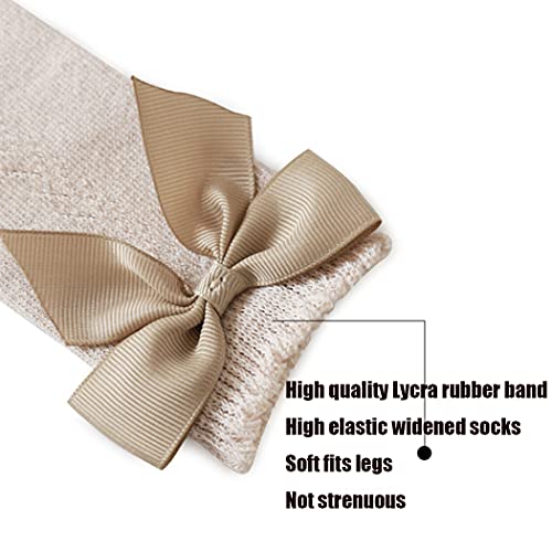 TIBE PINCESS Baby Girls knee high socks Toddler Bow Mesh Breathable Dress Socks Kids Cotton Tube Uniform Stockings 0-12 Months