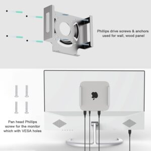 IFCASE Mac Mini M2 Mount, Heat Dissipation Design Anti-Scratch Behind Monitor, Under Desk, Wall Mount Stand for Mac Mini 2011 to 2023 M2 Pro, Compatible with VESA Hole (Silver)