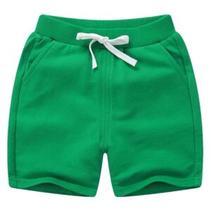 hdlexd unisex baby boys girls summer solid color cotton sport jogger shorts casual elastic waist active shorts pants green 2t