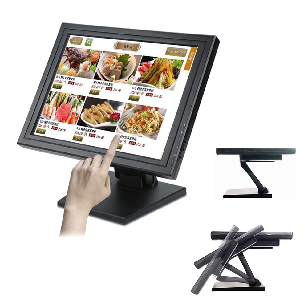 17 Inch Touch Screen Monitor Capacitive Multi-Touch Monitor with Multi-Position POS Stand for Office, POS, Retail, Restaurant, Bar, Gym, Warehouse