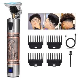 2bk lcd display hair clippers for men professional men hair trimmers, zero gapped cordless hair trimmer, rechargeable t-blade haircut & grooming kit line up edgers clippers for men home use