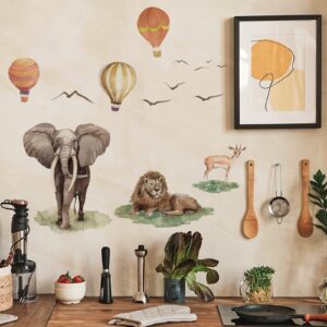 pligreat hot air balloons giraffe deer elephant lion wall stickers removable vinyl peel and stick wall decals for nursery bedroom livinig room playroom wall decoration home indoor diy wall art decor