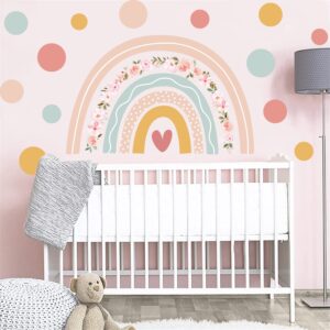 Boho Rainbow Graffiti Wall Decals, Peel and Stick PVC Wall Stickers, Vinyl Art Removable Mural Home Decor for Baby Kids Teen Girls Bedroom Playroom Living Room Nursery Classroom (Rainbow-06)