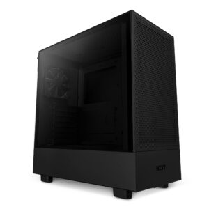 nzxt h5 flow compact atx mid-tower pc gaming case – high airflow perforated tempered glass front/side panel – cable management – 2 x 120mm fans included – 280mm radiator support – black