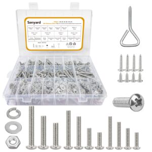 815pcs machine screws assortment kit,#6-32#8-32#10-24 phillips pan head nut and bolt assortment kit (with lock&flat washers・wrenches) stainless steel screw bolt nut washers assortment kit with case