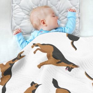 Swaddle Blanket German Shepherd Dogs Cotton Blanket for Infants, Receiving Blanket, Lightweight Soft Swaddling Blanket for Crib, Stroller, Nursery Blankets, 30x40 in