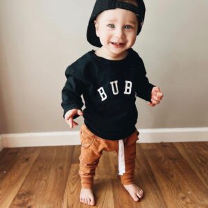 YOKJZJD Infant Toddler Baby Boy Fall Winter Outfits Letter Pullover Sweatshirt Long Sleeve T-Shirt Tops Pants Sweatsuit Clothes Set (Black, 2-3T)