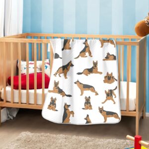 Swaddle Blanket German Shepherd Dogs Cotton Blanket for Infants, Receiving Blanket, Lightweight Soft Swaddling Blanket for Crib, Stroller, Nursery Blankets, 30x40 in