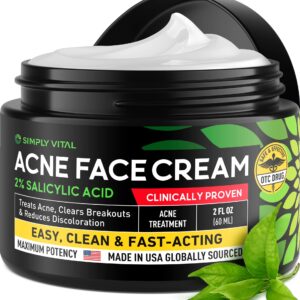 Acne Medication Face Cream - Made in USA Fast Acting Drug Acne Treatment For Stubborn Pimple Blackhead Whitehead Blemish - Soothing Acne Moisturizer for Inflammation Relief & Acne Scar Prevention 2oz