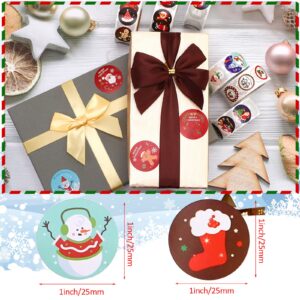 12 Rolls Merry Christmas Stickers Labels Roll 1 Inch 6000 Pcs 12 Designs Christmas Decorative Envelope Seals Stickers Merry Christmas Stickers Roll for Cards Envelopes Boxes, Round