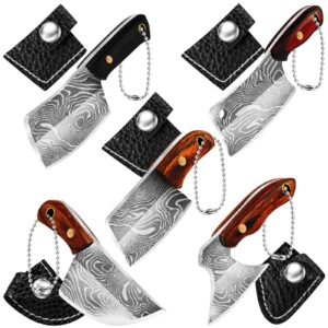 mgztthw mini pocket chef knife set, 5pcs tiny knife keychain - portable tiny pocket knife with sheath for pendant decoration outdoor camping box cutter happy mother’s father’s day gifts