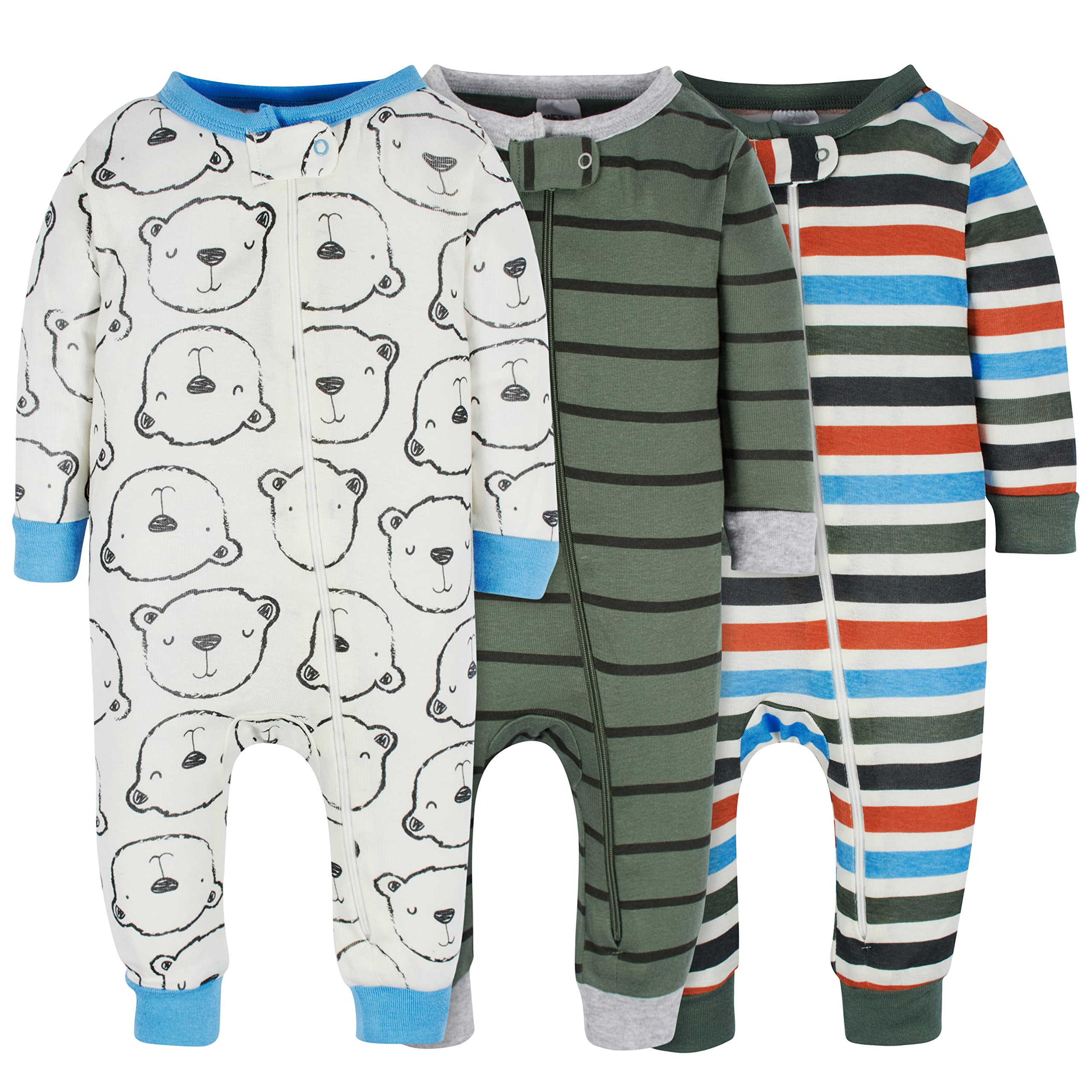 Onesies Brand Baby Boy's 3-Pack Snug Fit One-Piece Cotton Pajamas, Bear, 18 Months