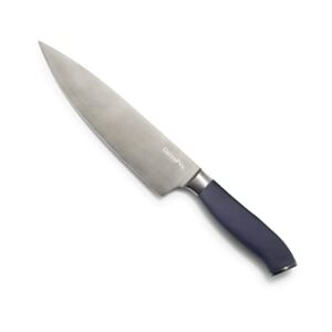 greenpan titanium 8" chef's knife, titanium coated, stainless steel, eco-friendly, ergonomic grip, slip resistant, balanced, heat treated, hand sharpened, dishwasher safe