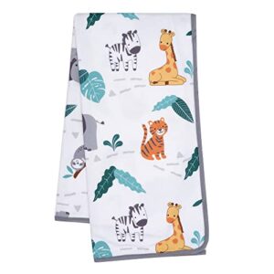 bedtime originals mighty jungle animals white fleece baby blanket (283034p)