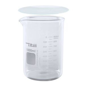 ADAMAS-BETA 1000ml Low Form Glass Beaker with 150mm Watch Glass Beaker Cover for Laboratory,Teaching,Science