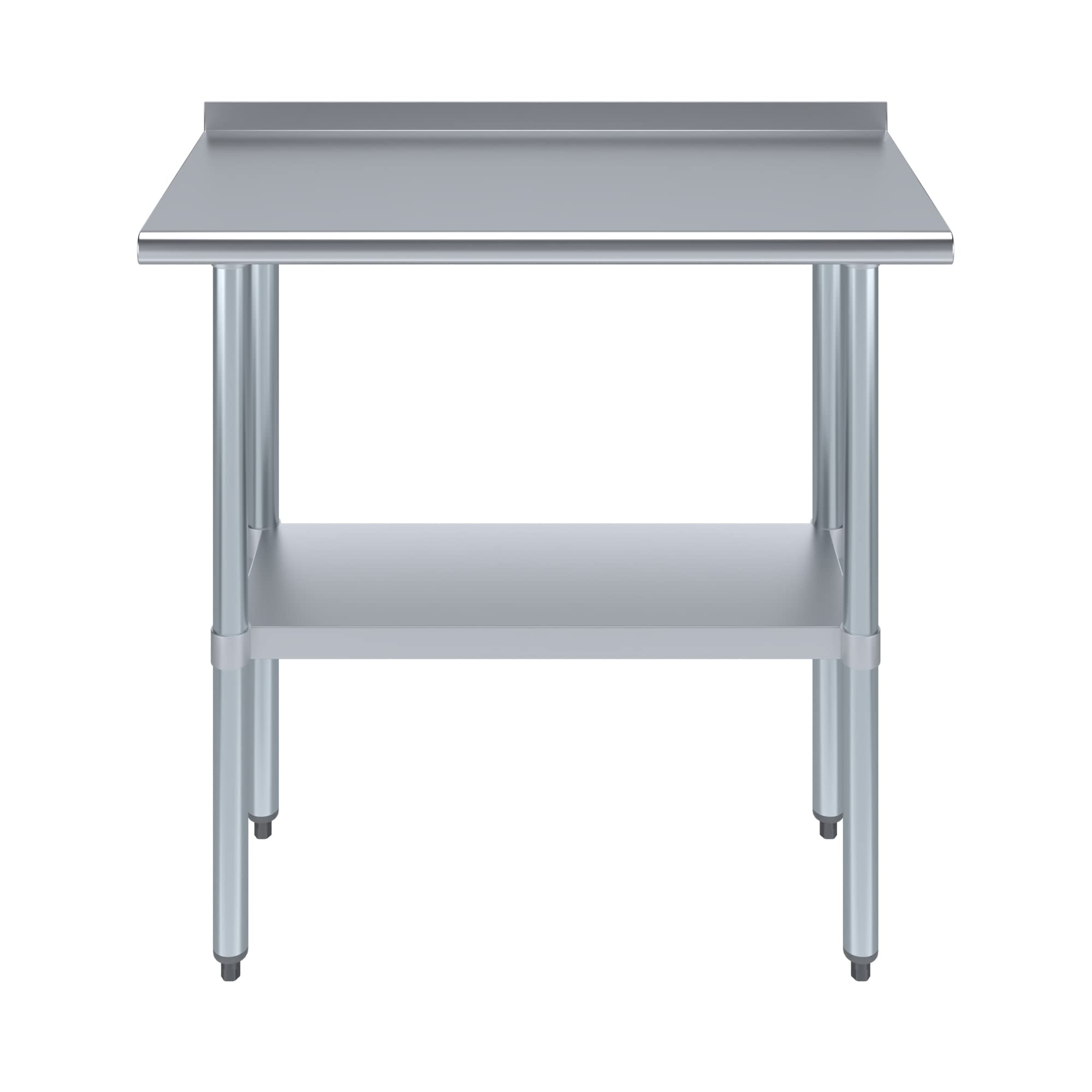 AmGood 18" X 36" Stainless Steel Work Table with 1.5" Backsplash | Metal Kitchen Food Prep Table | NSF