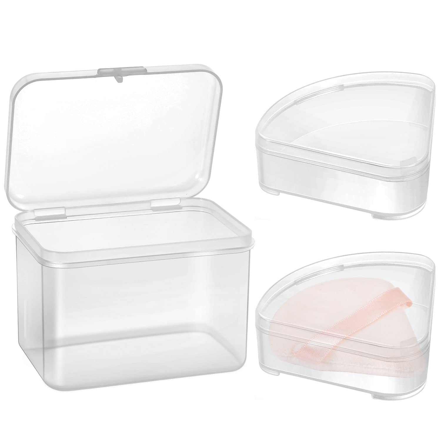 3 Pcs Makeup Sponge Holder Case, Beauty Blender Cosmetic Egg Powder Puff Protective Container Storage Box for Travel (Transparent)