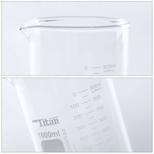 ADAMAS-BETA 1000ml Low Form Glass Beaker with 150mm Watch Glass Beaker Cover for Laboratory,Teaching,Science