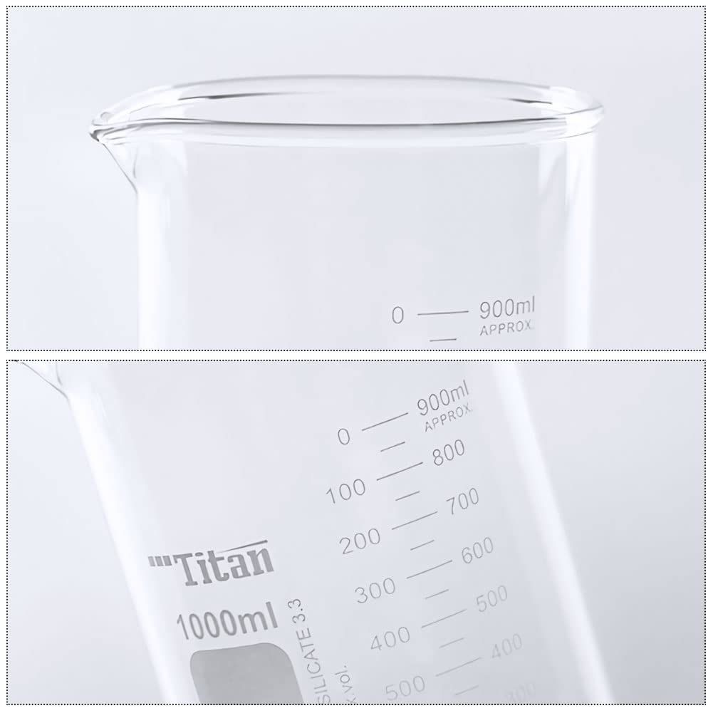 ADAMAS-BETA 1000ml Low Form Glass Beaker with 150mm Watch Glass Beaker Cover for Laboratory,Teaching,Science