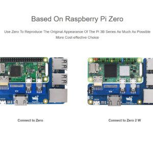 waveshare Pi Zero to Raspberry Pi 3 Model B/B+ Adapter, Onboard 4-CH USB Interface, 100M Ethernet Port and HDMI Port, Alternative for Raspberry Pi 3B/B+, Support Pi Zero and Zero 2W