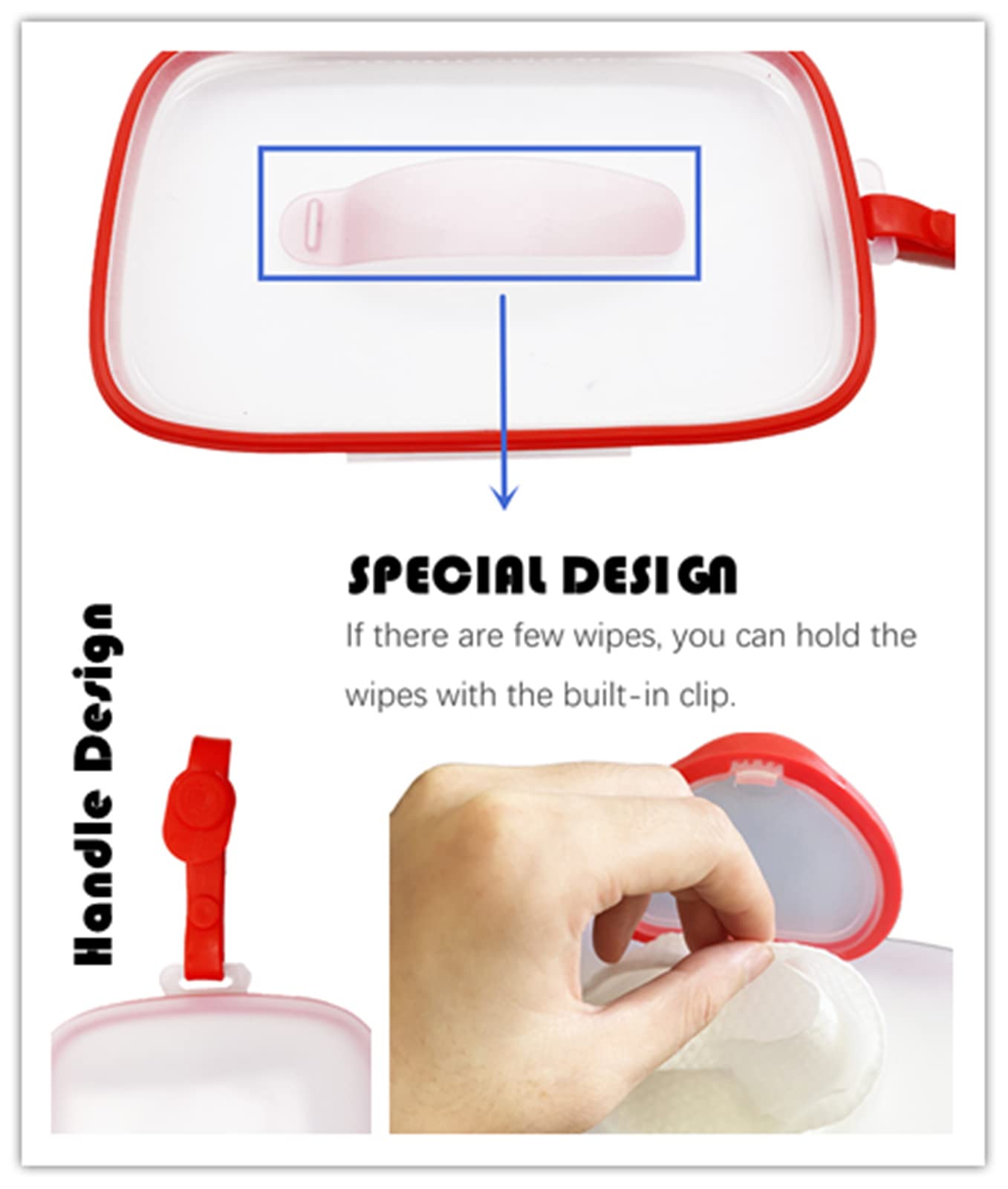 VOONGOR Baby Wipes Dispenser, Wipe Case with 2 Pcs Portable Travel Wipes Pouch, Refillable Diaper Wipes Holder Container with Lids and Sealing Design, Flushable Bathroom Storage Box