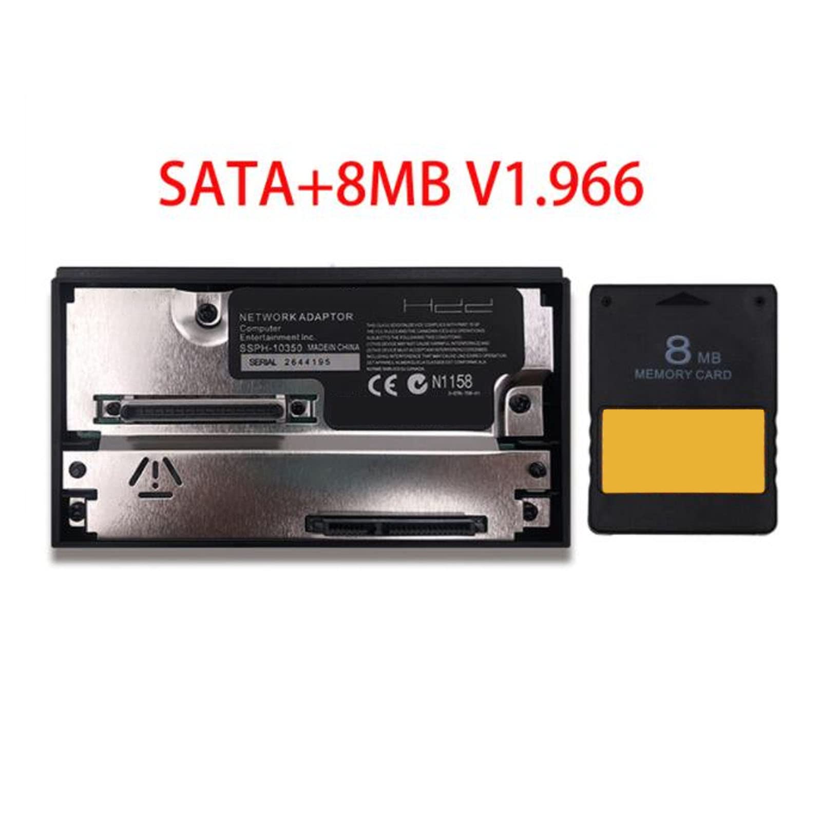 SATA Interface Network Adaptor, HDD Hard Disk Adapter, for PS2 Game Console, with 8MB FMCB V1.966 Memory Card, Supports up to 2TB SATA HDDs