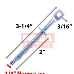 3.25" Eye Lag Self Tapping Drilling Point Dura-Screws Zinc (Qty 100)