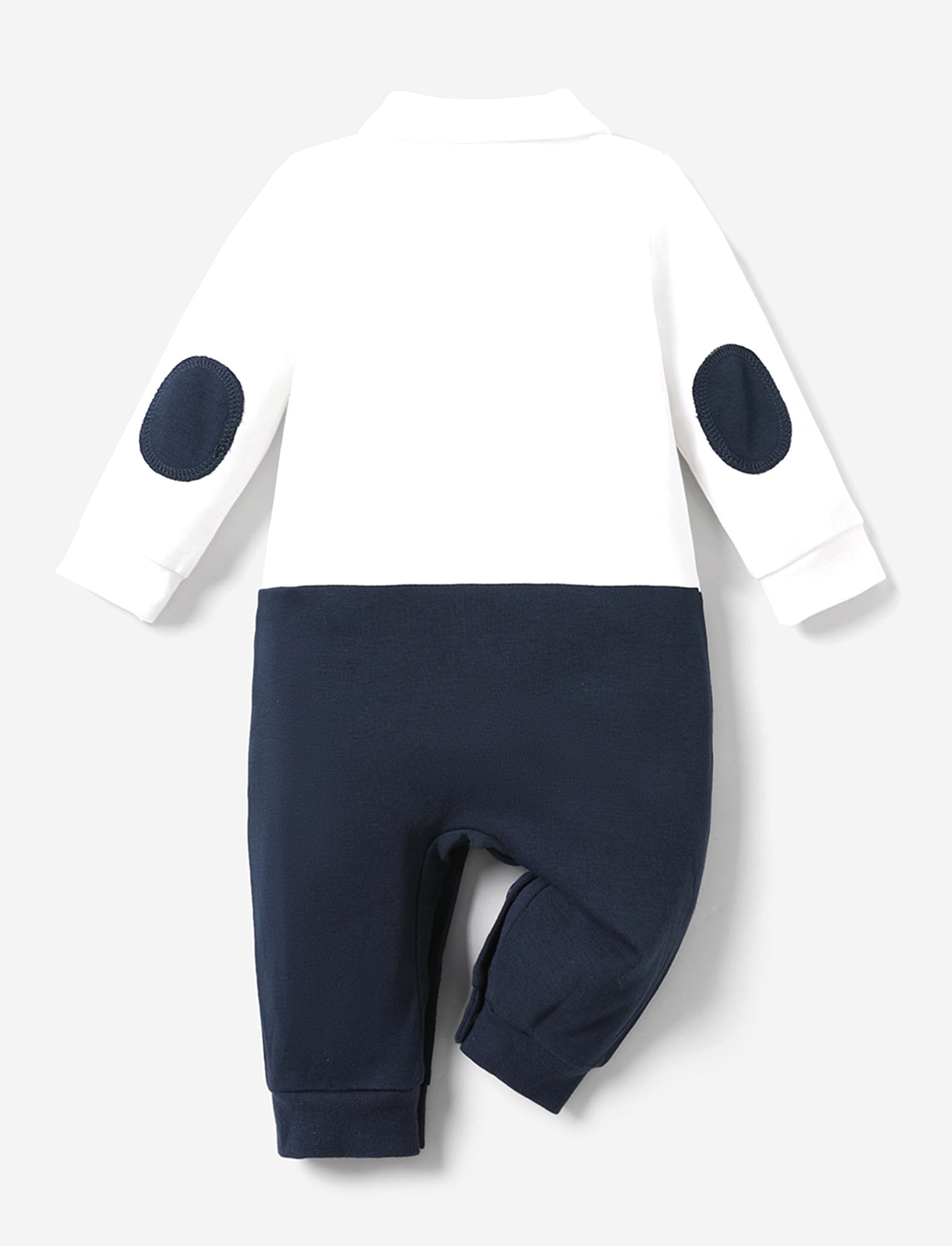 PATPAT Baby Newborn Infant Boys Gender Neutral Long Sleeve Button White Blue Bow Tie Romper Jumpsuit Outfits Clothes Newborn