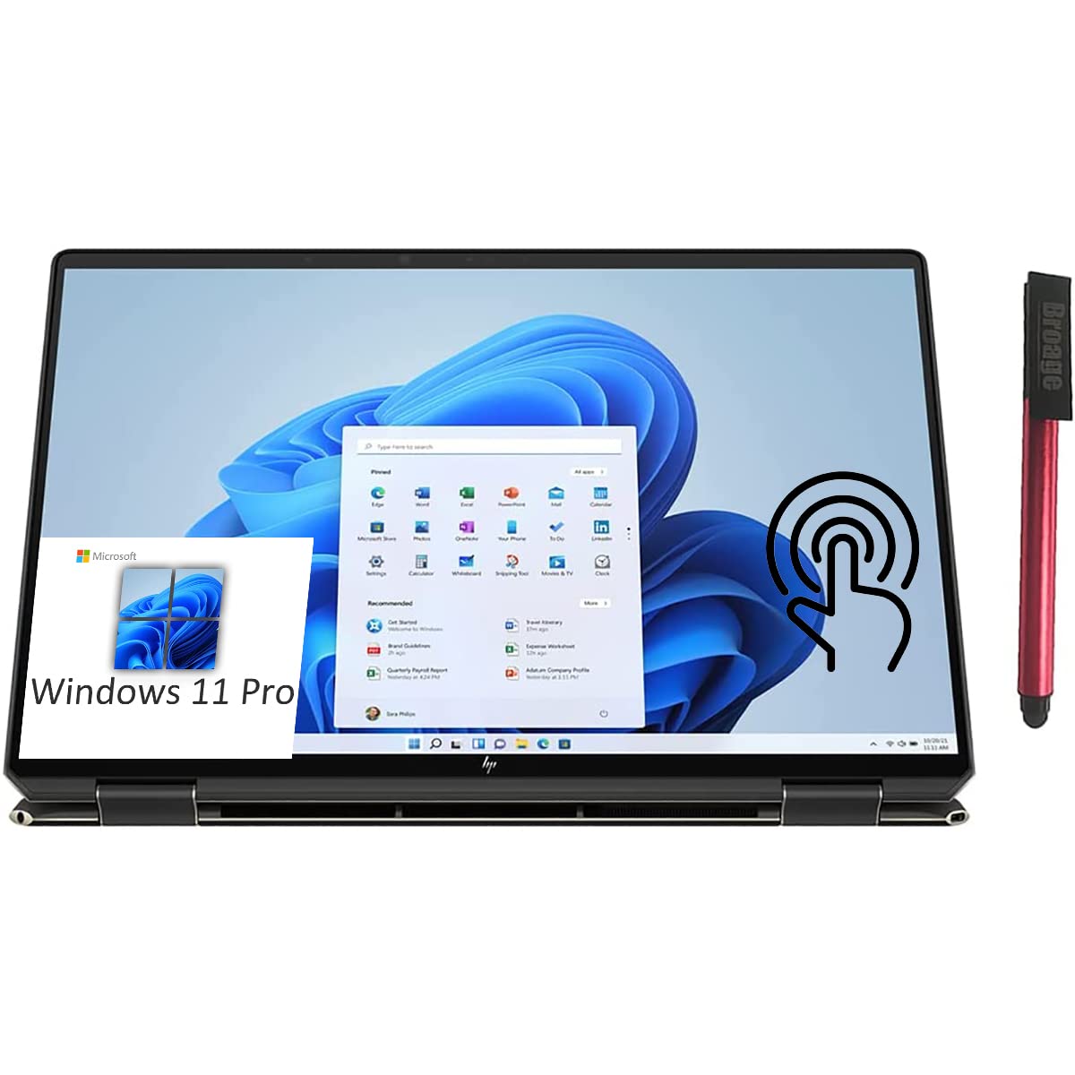 HP 2022 Spectre x360 2-in-1 16" 3K Touchscreen Laptop, Intel Quad-Core i7-11390H, 16GB DDR4 RAM, 1TB PCIe SSD, WiFi 6, Backlit KB, Fingerprint Reader, Thunderbolt 4, Windows 11 Pro, 64GB Flash Stylus