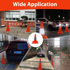 4 Pack Collapsible Traffic Cones, 28 Inch Road Parking Orange Safety Cones, Multi-Purpose Construction Cones with Reflective Strips and Stable Base, Perfect for Driving Training & Remind People