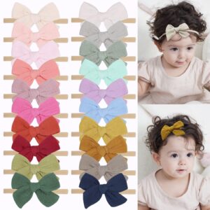 doboi 20pcs baby headbands hair bows muslin gauze bows elastic nylon hairbands boutique soft hair accessories for girls newborns infants toddlers and kids