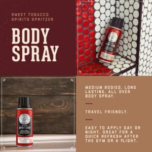 18.21 Man Made Men’s Spirits Spritzer Sweet Tobacco Fragrance, 3.4 oz. - Luxurious Long-Lasting All Over Body Spray with Masculine Aromatics - Premium Men Care Products - Gifts for Him