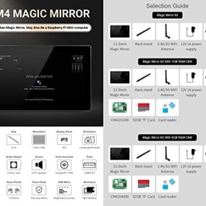 waveshare 13.3inch Magic Mirror Mini-Computer Powered by Raspberry Pi CM4 13.3inch HD Touch Screen with USB/ETH Ports with Powerful Raspberry Pi CM4101000 Inside