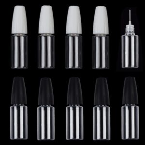 iuaqdp 10 pieces 10ml/0.34oz precision tip applicator bottles, transparent empty glue dropper bottle with steel needle & sealing cap, plastic squeezable dispensing needle bottle for oil glue ink