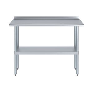 AmGood 48" Long x 14" Deep Stainless Steel Work Table with 1.5" Backsplash | Metal Kitchen Food Prep Table | NSF