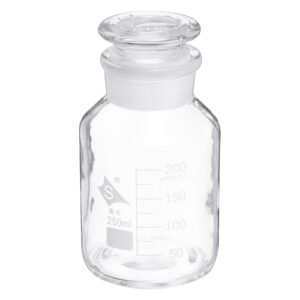 patikil 250ml reagent media bottle, 1pcs round graduated glass storage bottle with clear cap for chemistry lab universities home, clear