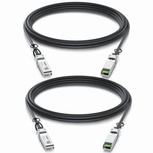 2-pack 1.5m/4.92ft 10gb direct attach copper cable, sfp+ passive twinax dac cable for cisco sfp-h10gb-cu1.5m, ubiquiti, arista, d-link, intel, meraki, mikrotik, netgear, tp-link etc.