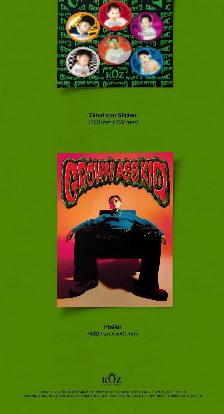 DREAMUS ZICO Grown Ass Kid 4th Mini Album PhotoBook Version CD+Poster on Pack+Photobook+Sticker+Tracking Sealed, GREEN