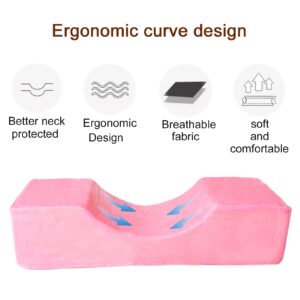 ZhangHome Eyelash Extension Pillow for Beauty Salon, Suitable for Supporting and Protecting Neck When Eyelash Extensions, Comfortable Velvet Beauty Memory U-Shaped Sponge Pillow (Pink)