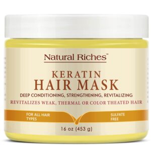 natural riches keratin hair mask - reviving treatment for dry, damaged hair - 16 oz