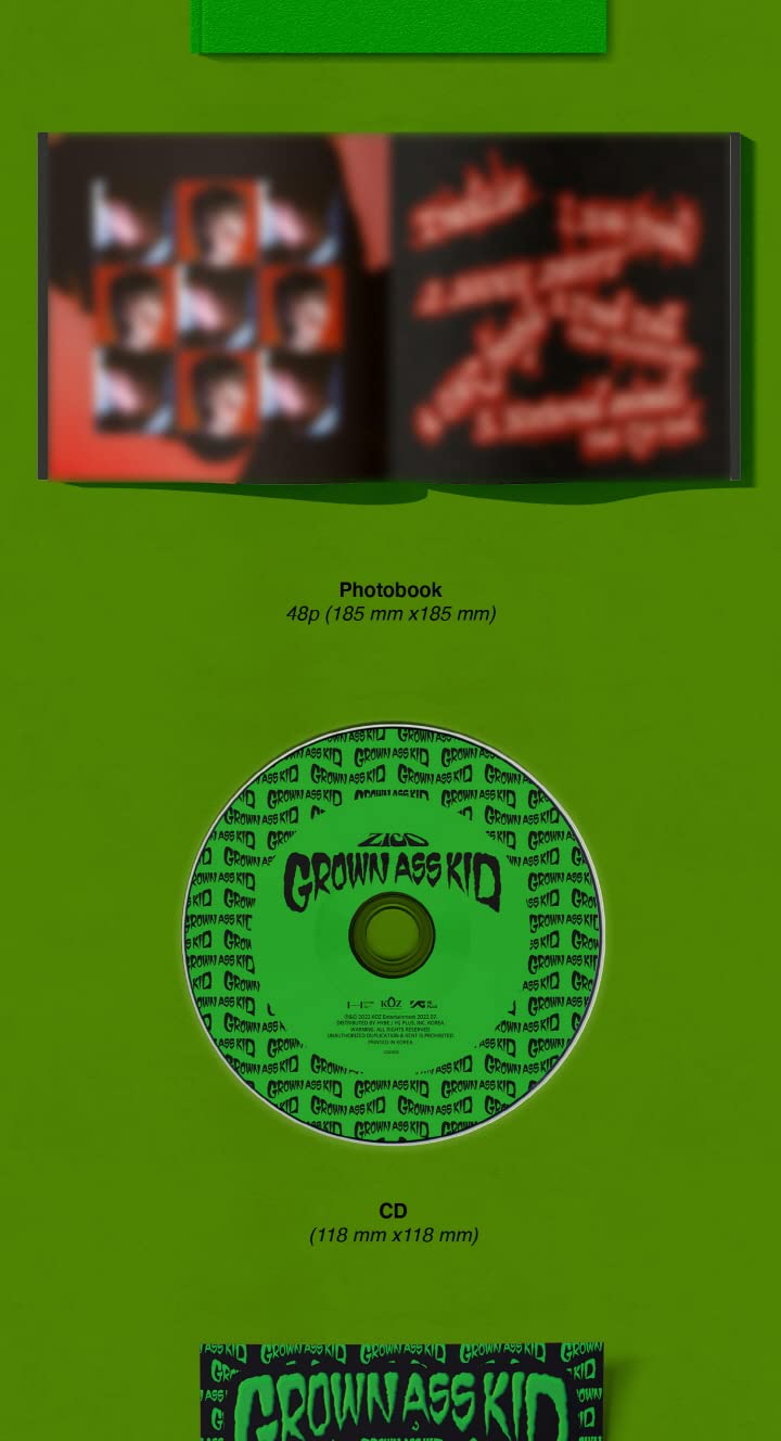 DREAMUS ZICO Grown Ass Kid 4th Mini Album PhotoBook Version CD+Poster on Pack+Photobook+Sticker+Tracking Sealed, GREEN