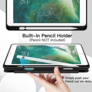 JETech Case for iPad 9.7-Inch (6th/5th Generation, 2018/2017) with Pencil Holder, Slim Tablet Cover with Soft TPU Back, Auto Wake/Sleep (Black)