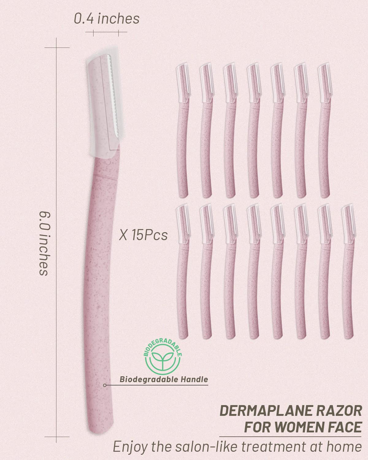 Dermaplane Razor for Women Face, 15 Pcs Microblade Eyebrow Razors, Multipurpose Dermaplaning Tool for Face, Face shavers for Women and Men (Pink)