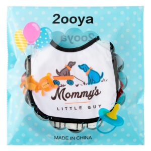 2ooya 7Pcs Cotton Waterproof Baby Bibs Adjustable Hook Loop Closure Infant Bib Unisex Black Red Newborn Babies Food Bibs Baby Keepsake Gift for Eating Teething Drooling Feeding（6-12 Months）