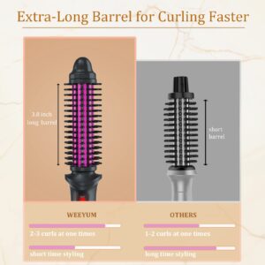 WEEYUM Mini Curling Iron Brush 1 Inch, Tourmaline Ceramic Barrel for Travel, Anti-scald Hair Curler Brush with Extra Long Cord, 2 Temperature Settings for Short Hair/Shoulder Hair