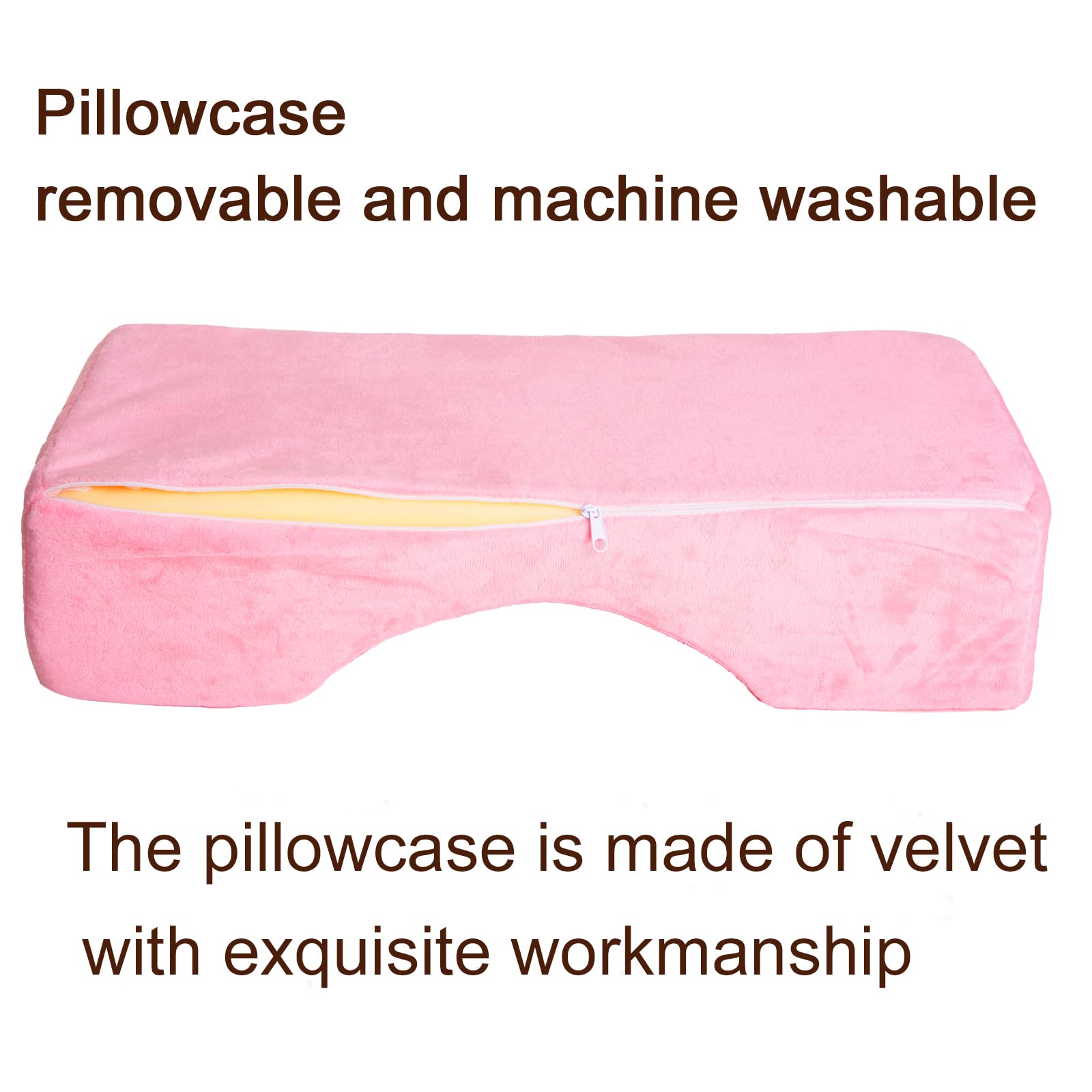 ZhangHome Eyelash Extension Pillow for Beauty Salon, Suitable for Supporting and Protecting Neck When Eyelash Extensions, Comfortable Velvet Beauty Memory U-Shaped Sponge Pillow (Pink)