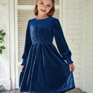 Arshiner Baby Girl Xmas Dress Winter Fall Dress for Kids Twirly Patry Formal Frock (Blue, 8-9 Years)